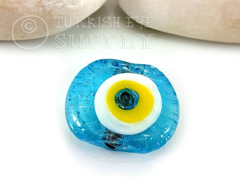 Blue Glass Evil Eye Bead, Artisan Handmade Evil Eye Beads, Turkish Evil ...