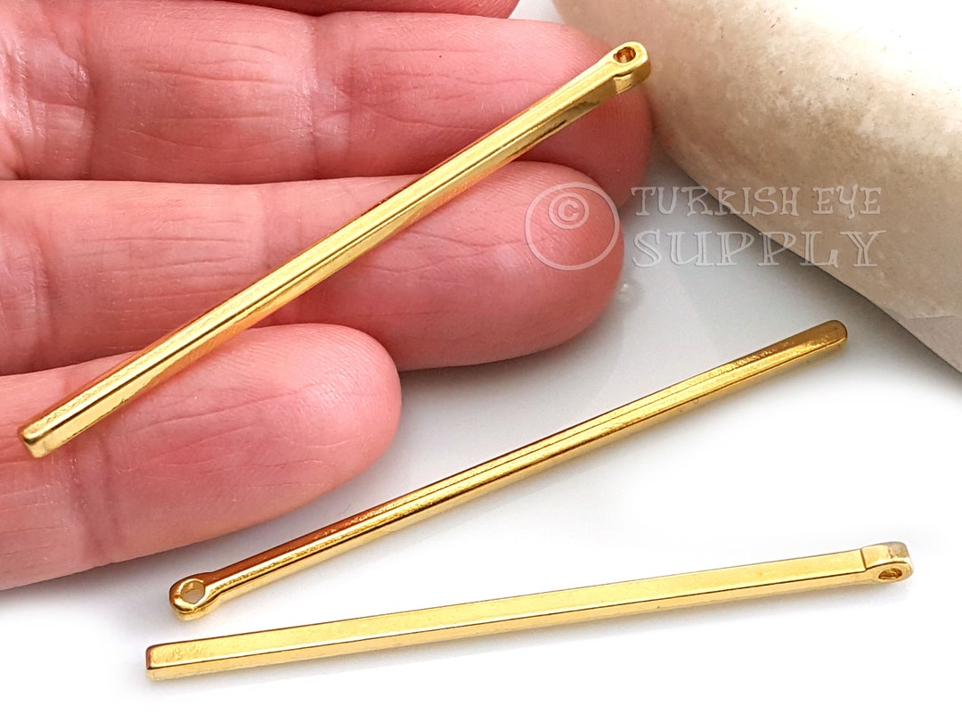 Gold Bar Charms, 22k Gold Plated Rod Charms, Gold Stick Charms, Long ...