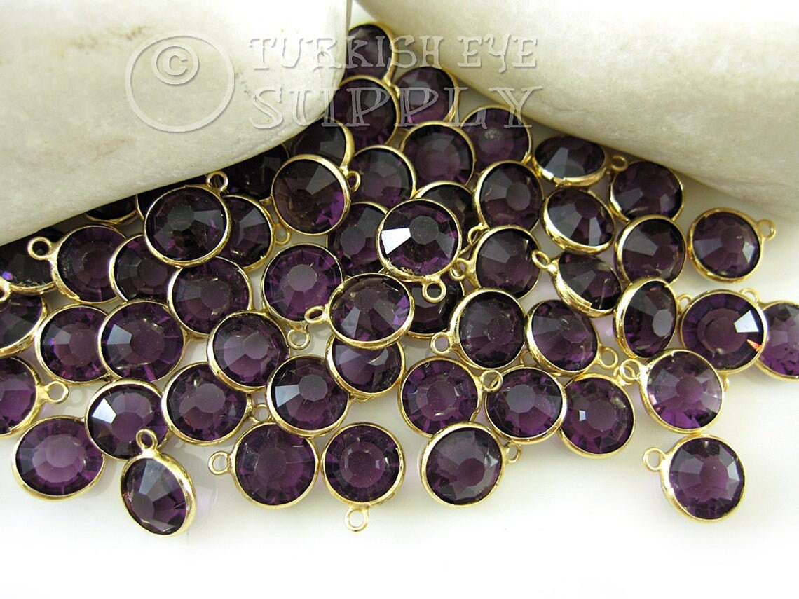 Birthstone Charms Amethyst Purple Birthstone Charms Gold | Etsy