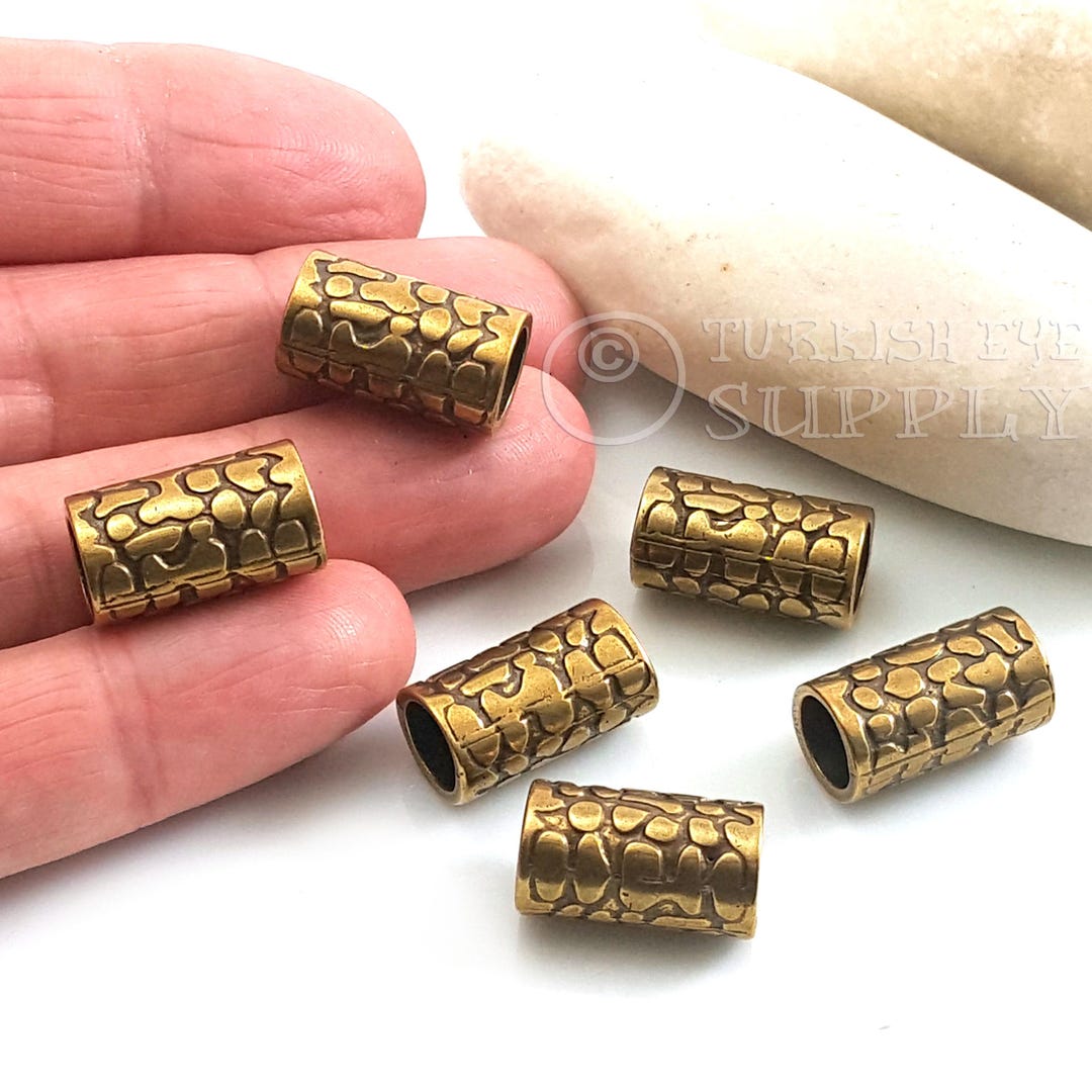 Antique Bronze Plated Large Tube Spacer Beads, Large Hole Spacers ...