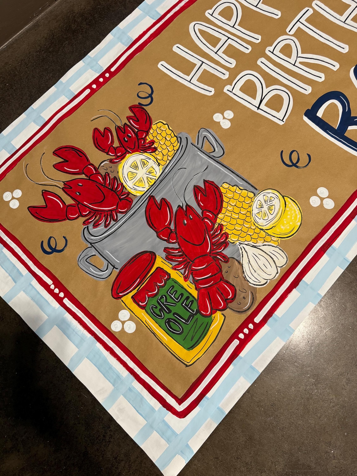 Custom Hand-painted Crawfish Party Banner Crawfish Boil Crawfish Party ...