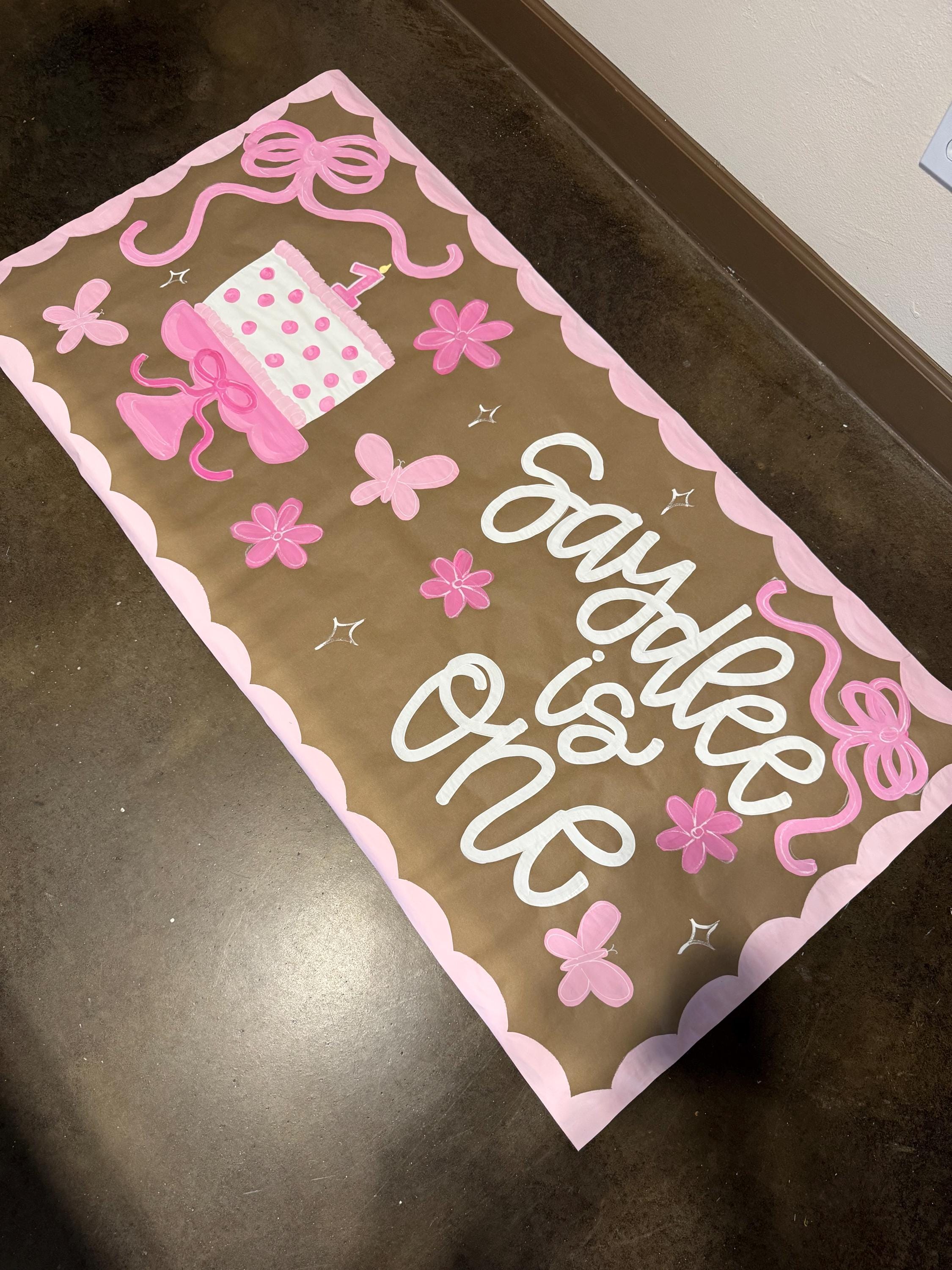 Custom Hand-painted Birthday Party Banner, First Birthday, Girly ...