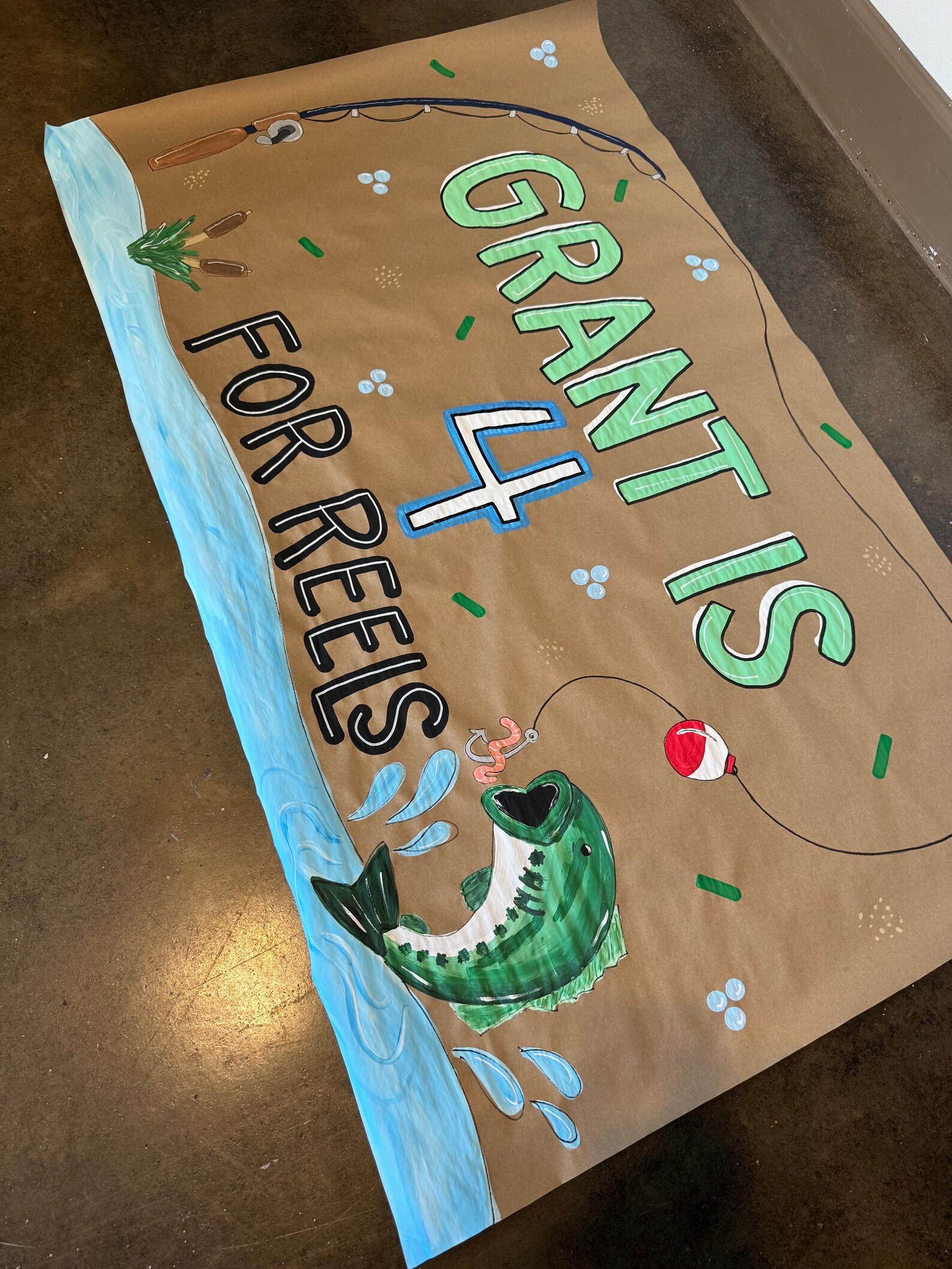 Custom Hand-painted Birthday Party Banner, Fishing Party, Fishing ...