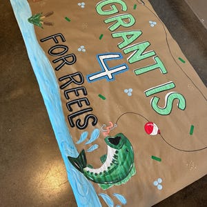 Custom Hand-painted Birthday Party Banner, Fishing Party, Fishing ...