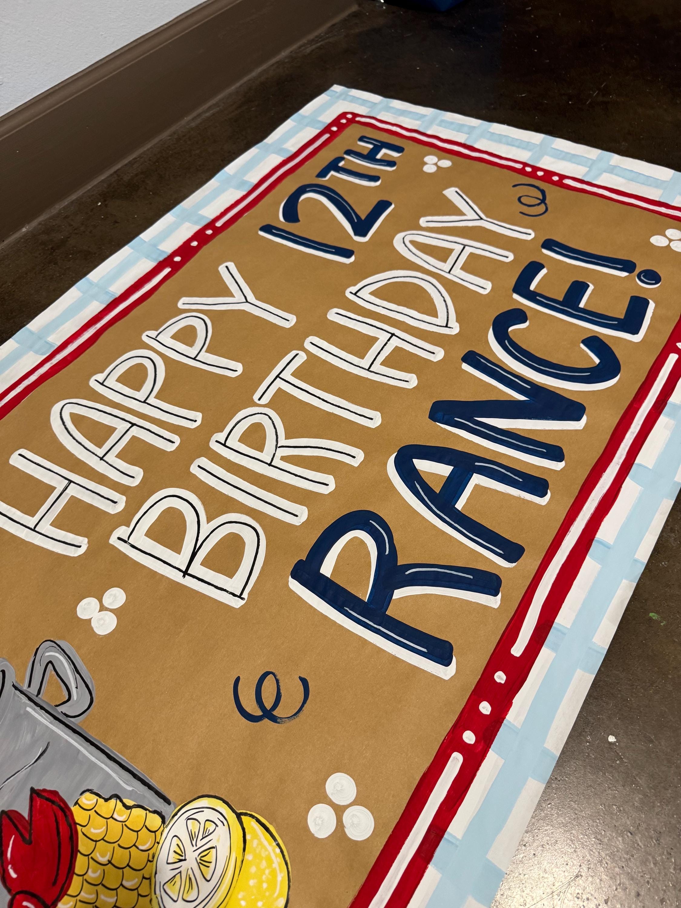 Custom Hand-painted Crawfish Party Banner Crawfish Boil Crawfish Party ...