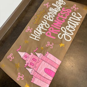 Custom Hand-painted Birthday Party Banner, Princess Party, Castle Party ...