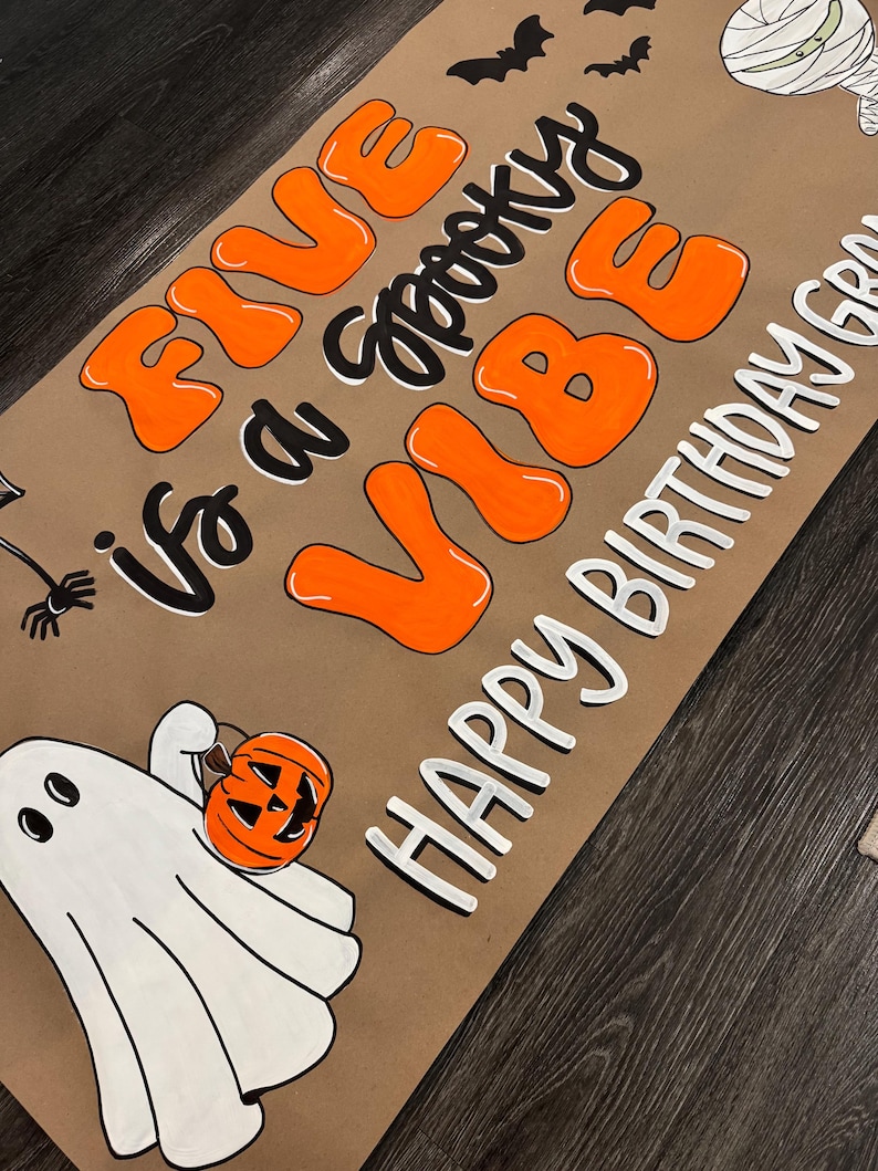 Custom Hand-painted Halloween Party Banner Halloween Birthday Spooky ...