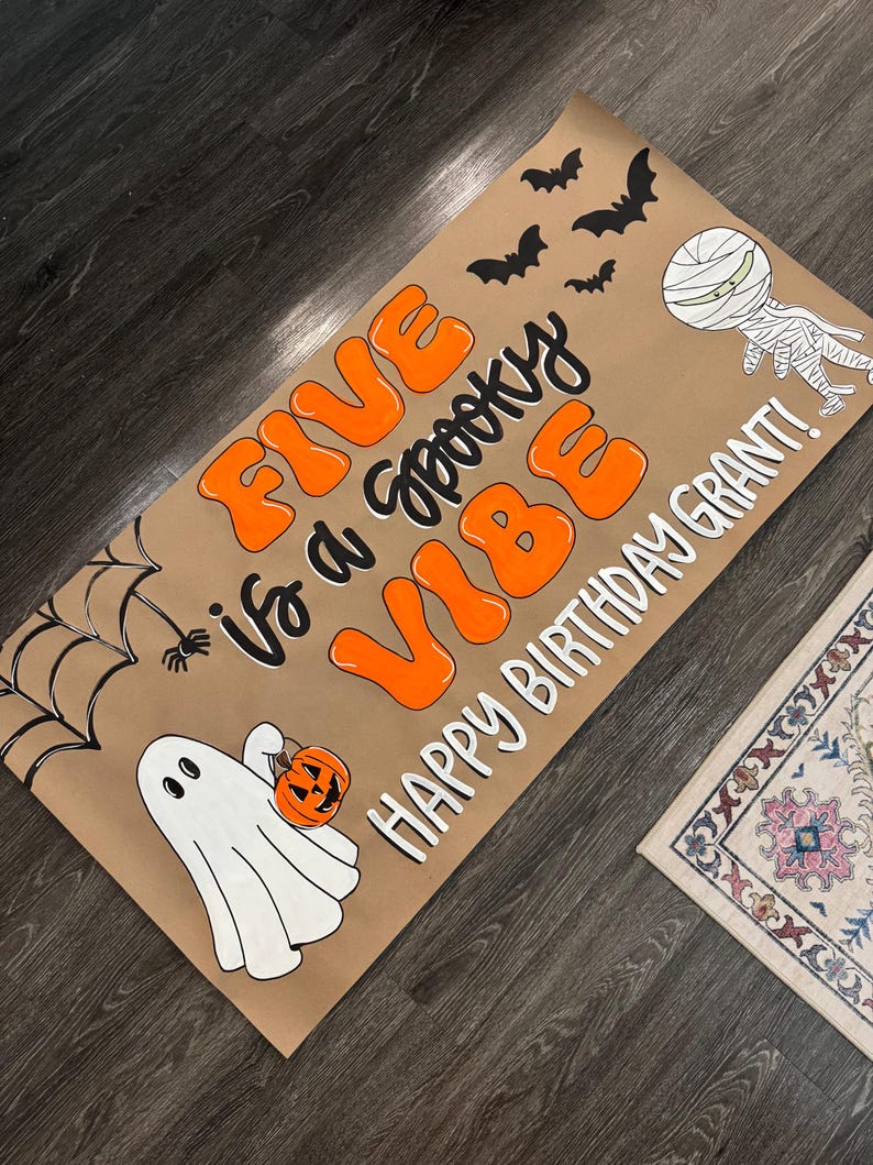 Custom Hand-painted Halloween Party Banner Halloween Birthday Spooky ...