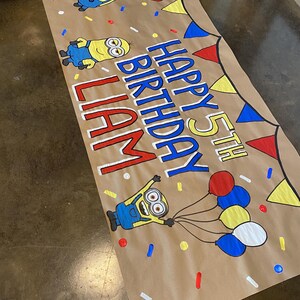 Custom Hand-painted Birthday Party Banner Minion Birthday - Etsy