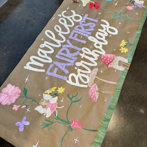 Custom Hand-painted Birthday Party Banner Fairy First Birthday - Etsy