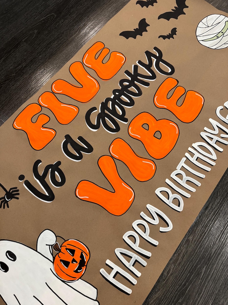 Custom Hand-painted Halloween Party Banner Halloween Birthday Spooky ...