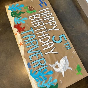 Custom Hand-painted Birthday Party Banner Ocean Themed Party Under the ...