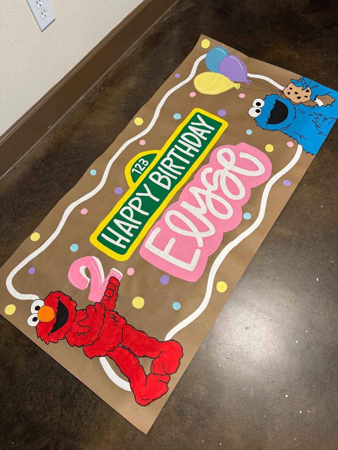 Custom Hand-painted Sesame Street Party Banner Elmo Birthday Cookie ...