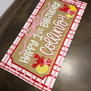 Custom Hand-painted Crawfish Party Banner Crawfish Boil Girly Crawfish ...