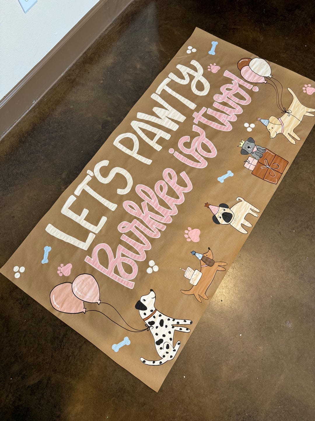 Custom Hand-painted Birthday Party Banner, Dog Party, Pawty, Birthday ...