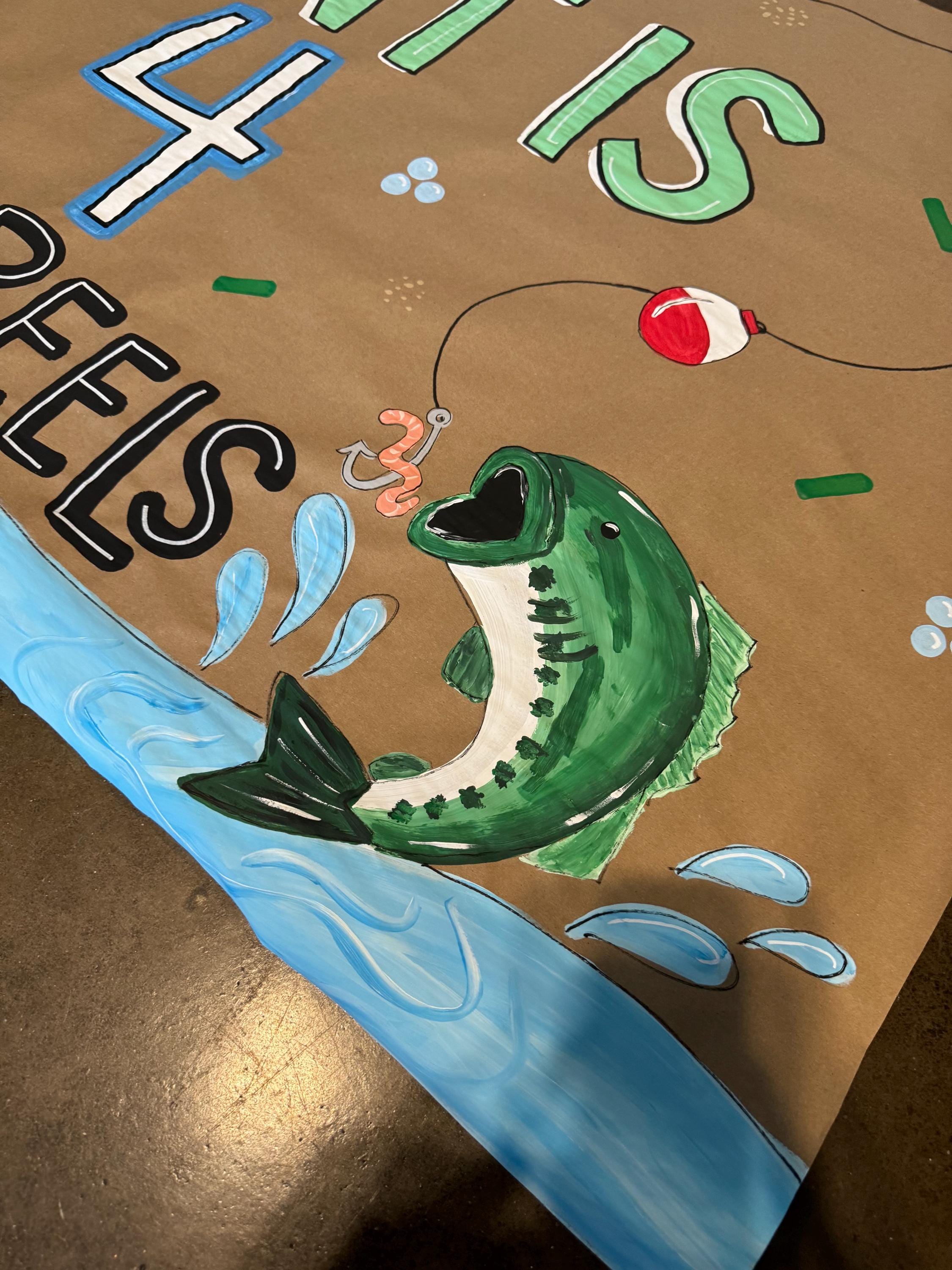 Custom Hand-painted Birthday Party Banner, Fishing Party, Fishing ...