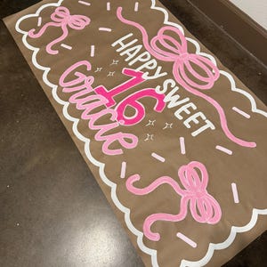 Custom Hand-painted Birthday Party Banner, Sweet 16, Coquette Bow ...