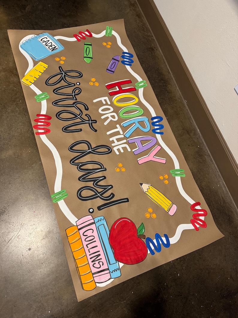 Custom Hand-painted First Day of School Banner - Etsy