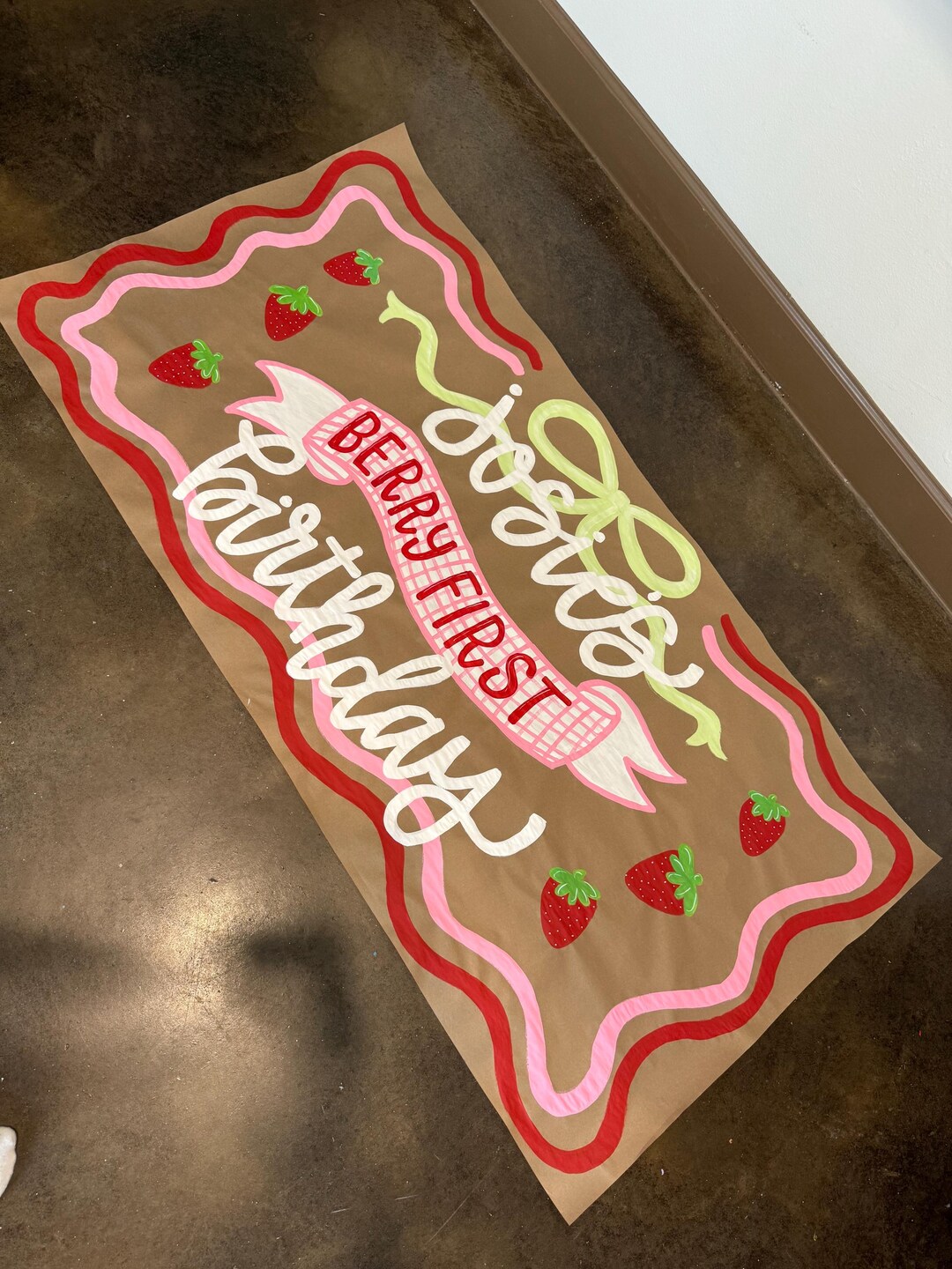 Custom Hand-painted Birthday Party Banner, Berry First Birthday, First ...