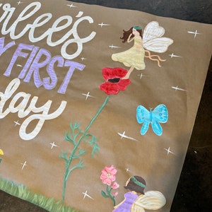 Custom Hand-painted Birthday Party Banner Fairy First Birthday - Etsy