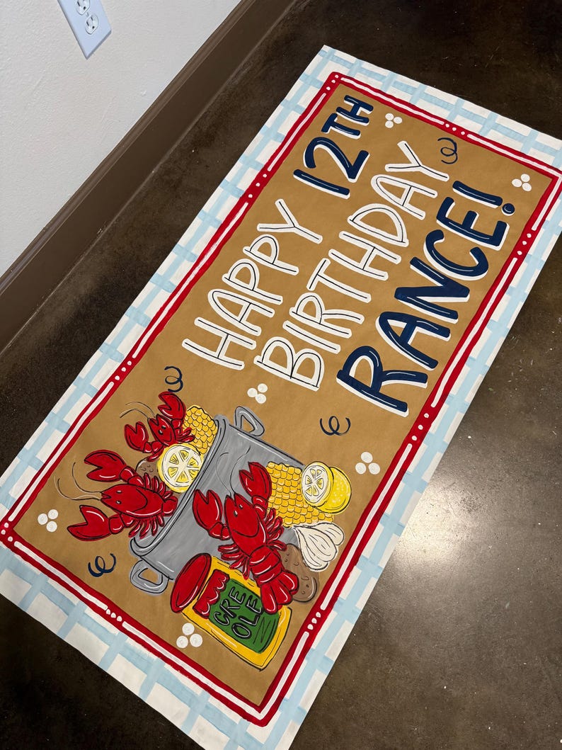 Custom Hand-painted Crawfish Party Banner Crawfish Boil Crawfish Party ...