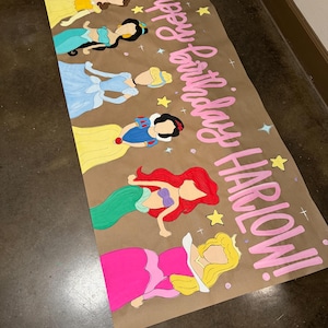 Custom Hand-painted Birthday Party Banner, Princess Birthday Party ...