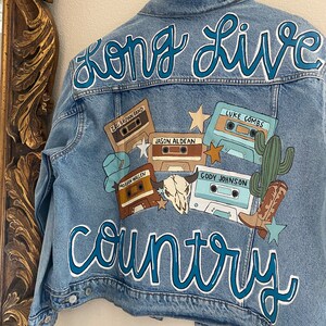 Custom Hand-painted Cassette Tape Denim Jacket Concert Denim Jacket - Etsy