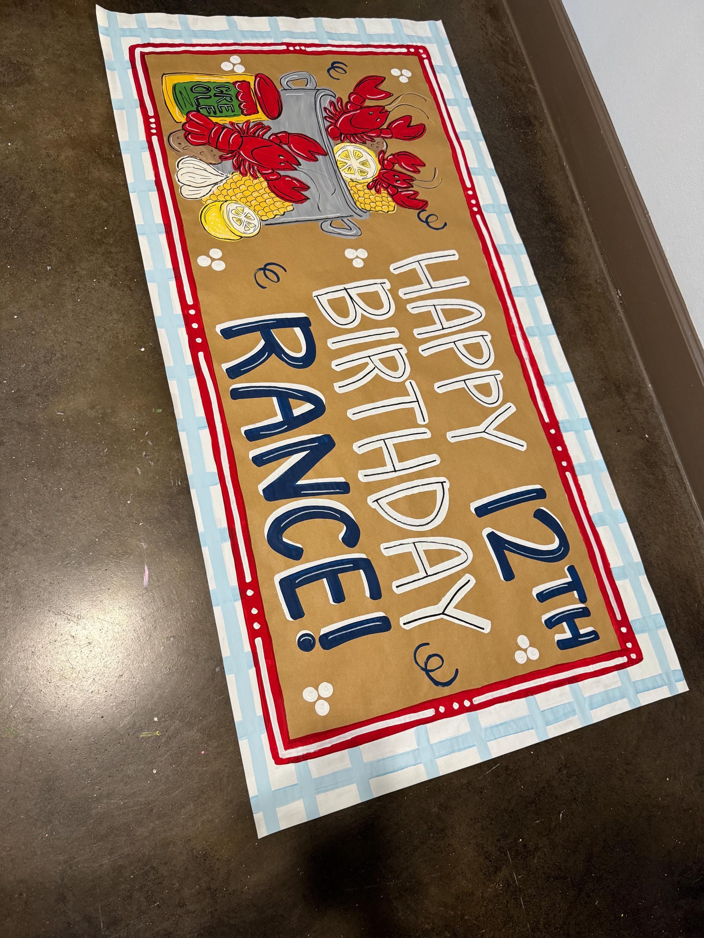 Custom Hand-painted Crawfish Party Banner Crawfish Boil Crawfish Party ...