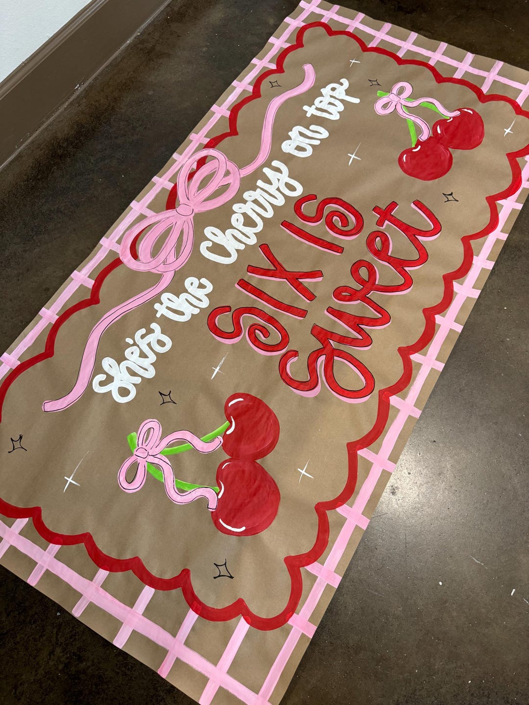 Custom Hand-painted Birthday Party Banner, Cherry Birthday Party,kraft ...