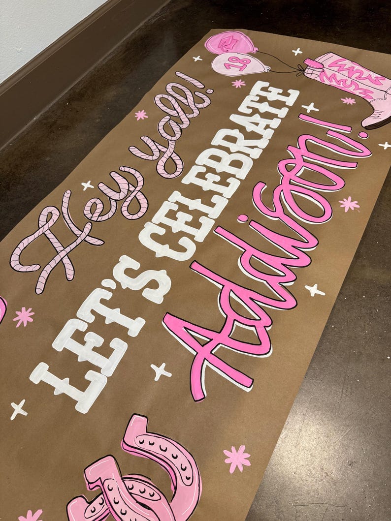 Custom Hand-painted Birthday Party Banner Rodeo Party Birthday Banner ...