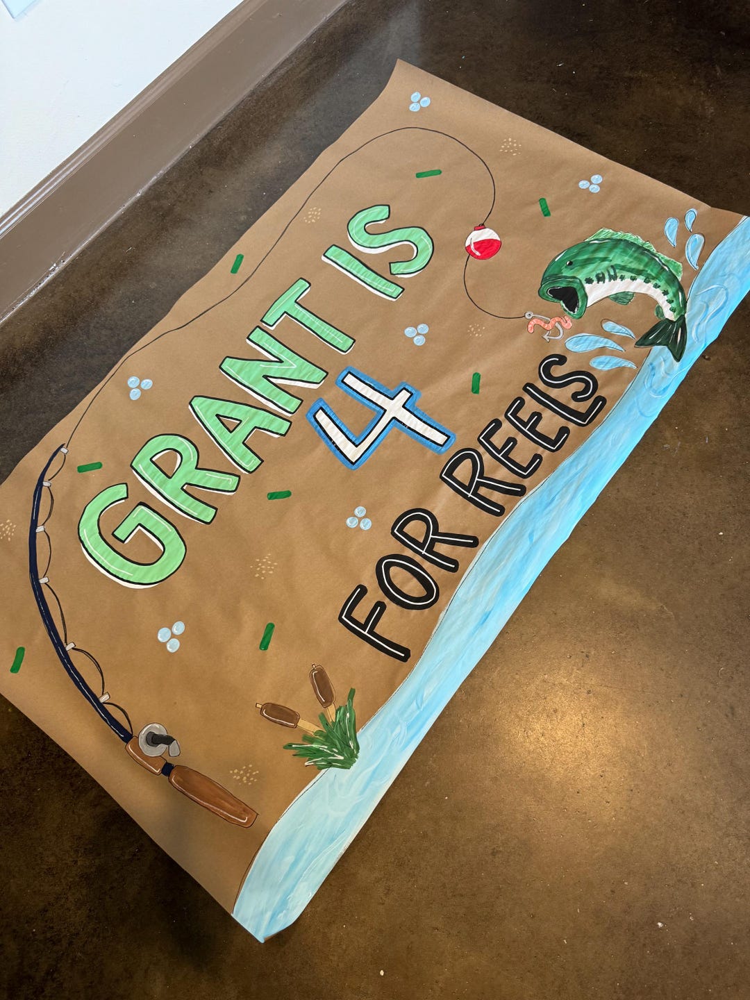 Custom Hand-painted Birthday Party Banner, Fishing Party, Fishing ...