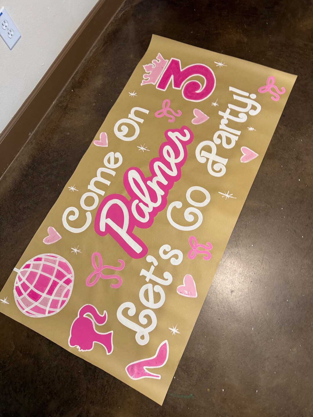 Custom Hand-painted Birthday Party Banner Barbie Birthday Party Banner ...