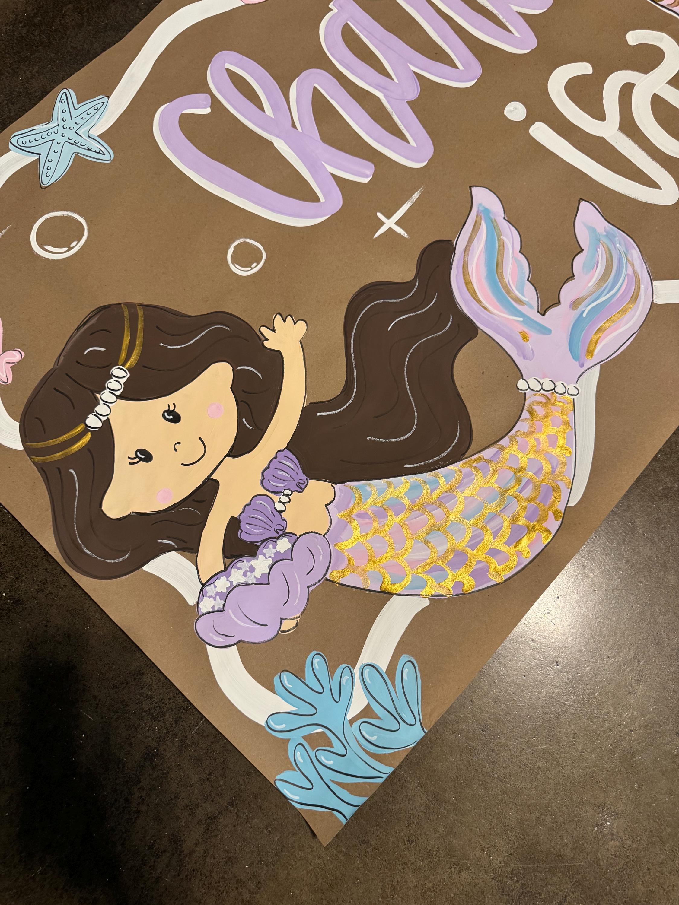 Custom Hand-painted Mermaid Birthday Party Banner - Etsy