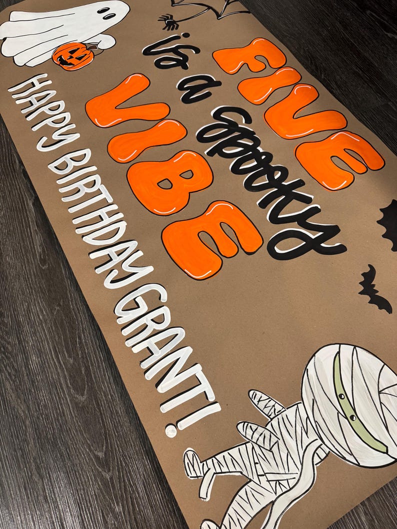 Custom Hand-painted Halloween Party Banner Halloween Birthday Spooky ...