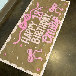 Custom Hand-painted Birthday Party Banner, Coquette Bow Banner, Bow ...