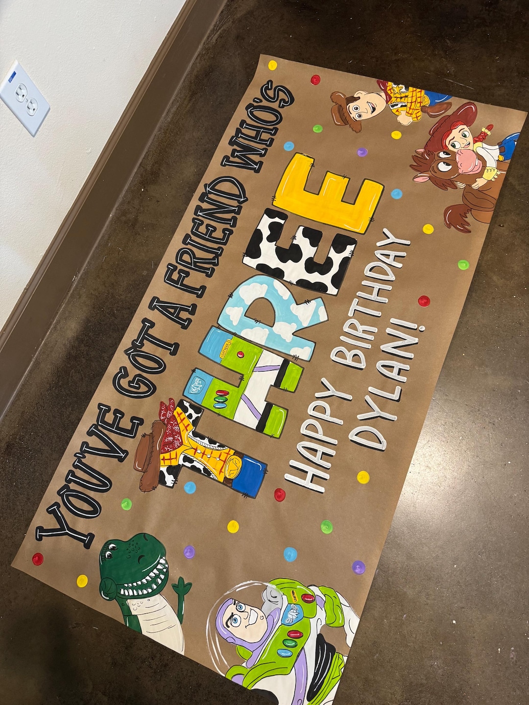 Custom Hand-painted Birthday Party Banner Toy Story Birthday, Kraft ...