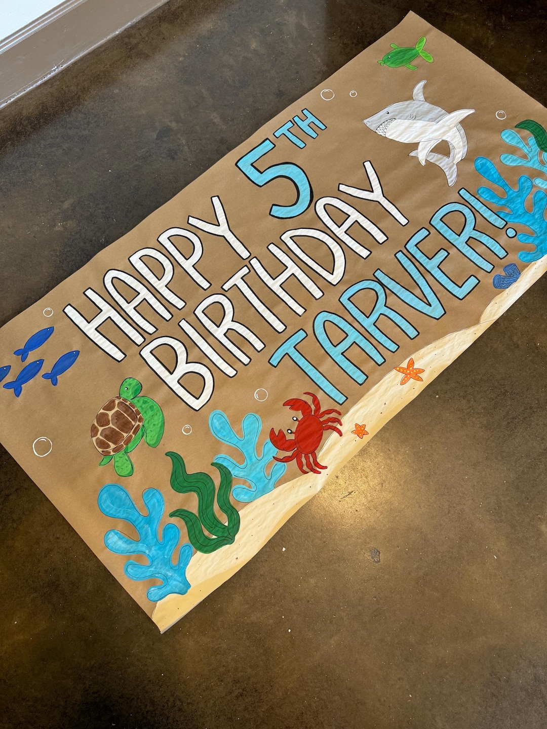 Custom Hand-painted Birthday Party Banner Ocean Themed Party Under the ...