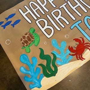 Custom Hand-painted Birthday Party Banner Ocean Themed Party Under the ...