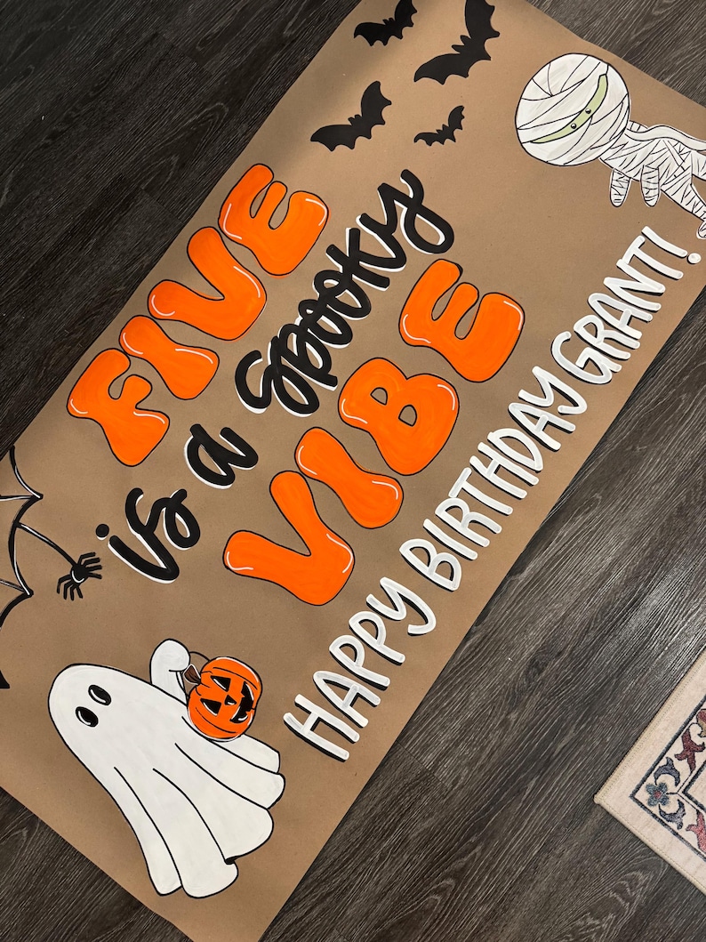 Custom Hand-painted Halloween Party Banner Halloween Birthday Spooky ...