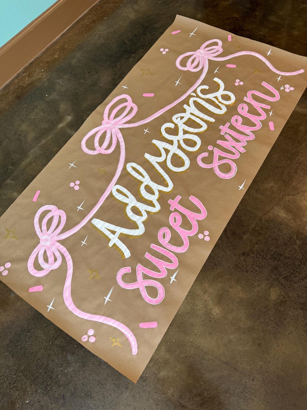 Custom Hand-painted Birthday Party Banner Coquette Bow Party Sweet ...