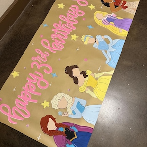 Custom Hand-painted Birthday Party Banner, Princess Birthday Party ...