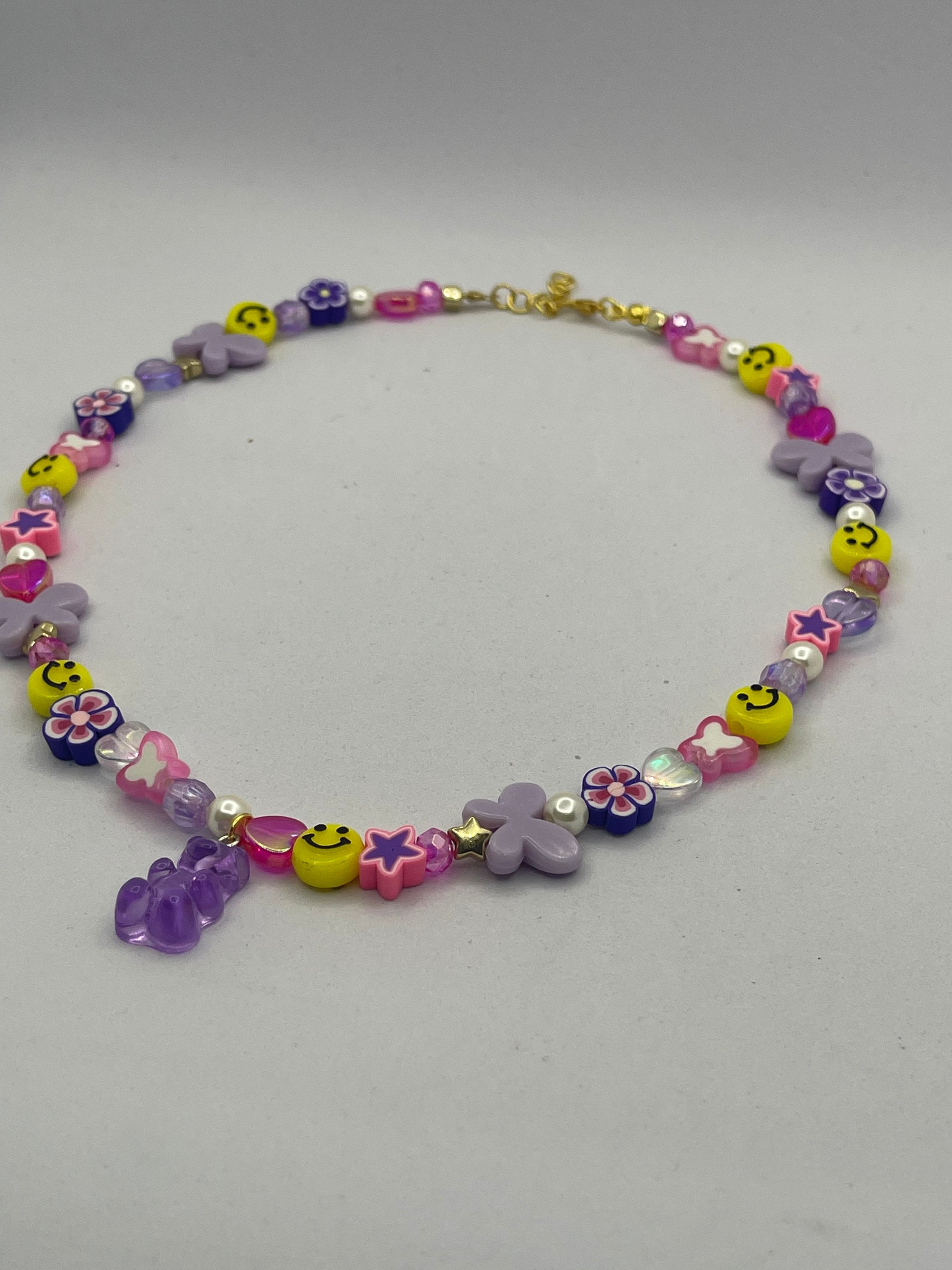 Y2K Beaded Purple Mismatched Beaded Gummy Bear Kidcore Necklace - Etsy