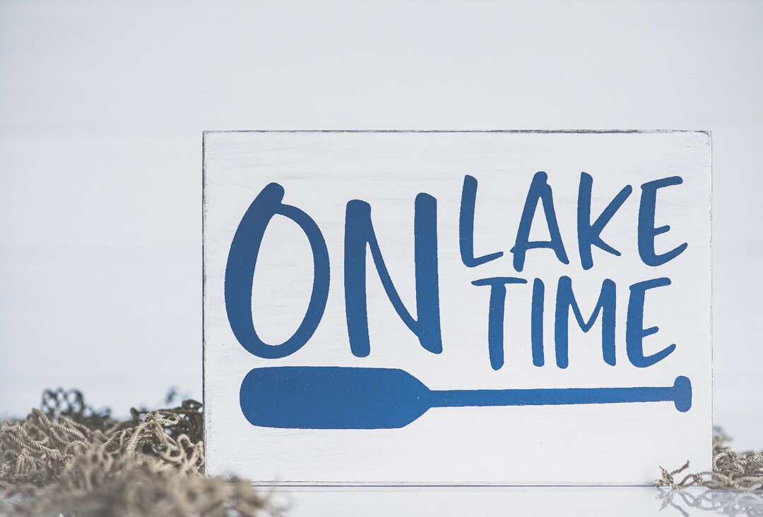 On Lake Time Wood Sign, 5.5x8.0, Wood Sign, Home Decor, Shelf Sitter ...