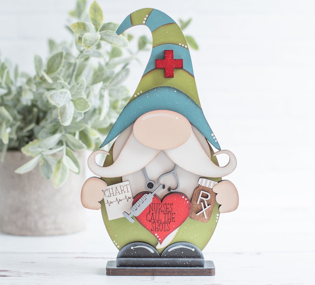 Nurse Gnome Shelf Sitter, Nurse, Gnome, Home Decor, Hand Painted, Laser ...