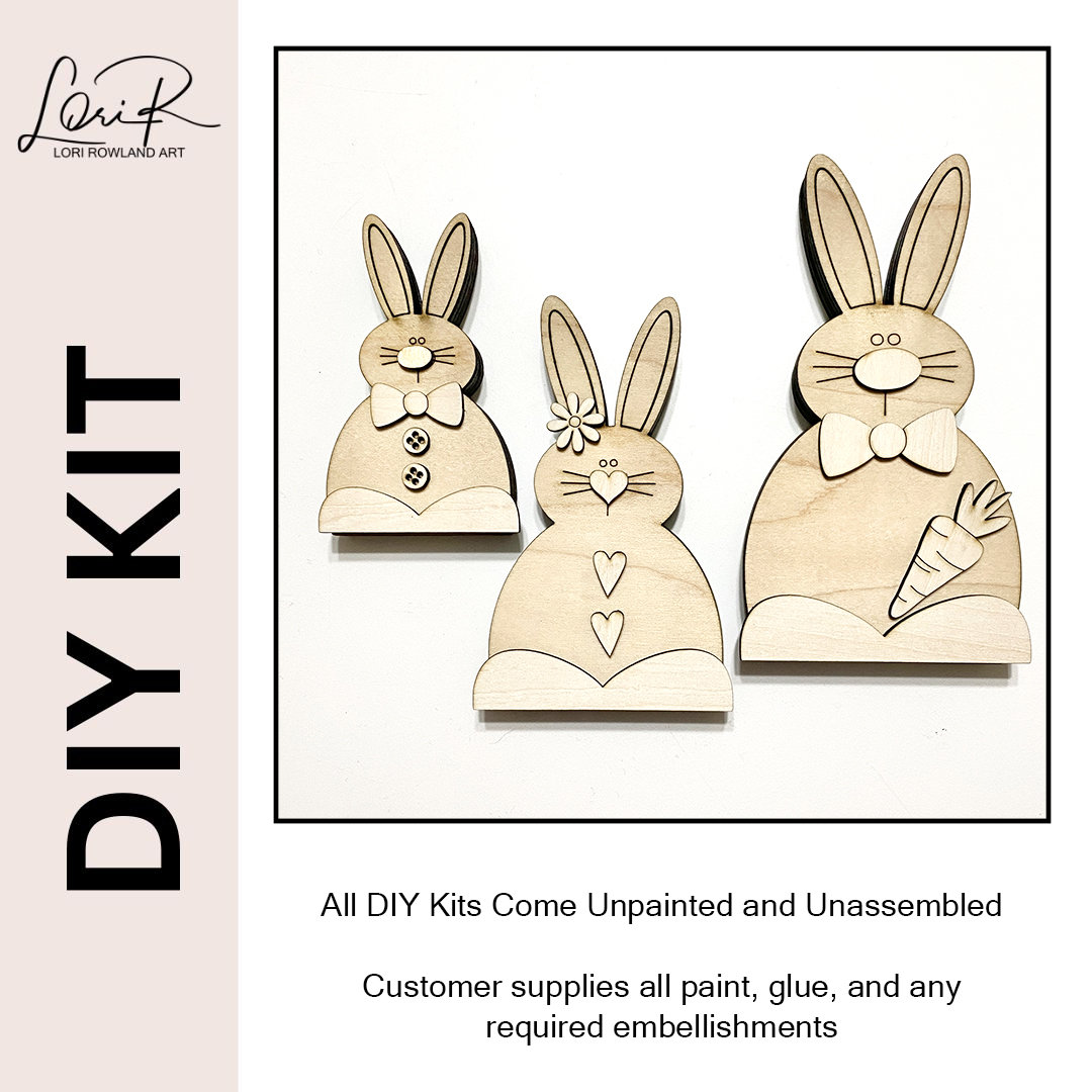 Bunny Trio Shelf Sitter or Tiered Tray Decor; Shelf Sitter; Tiered Tray ...