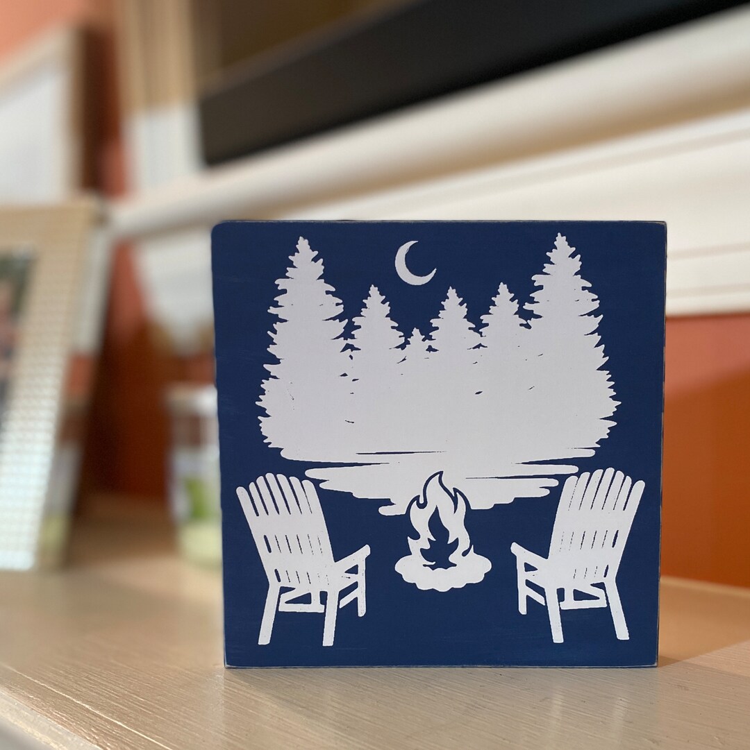 Adirondack Chairs and Firepit Wood Sign, 5.5x5.5, Wood Sign, Home Decor ...
