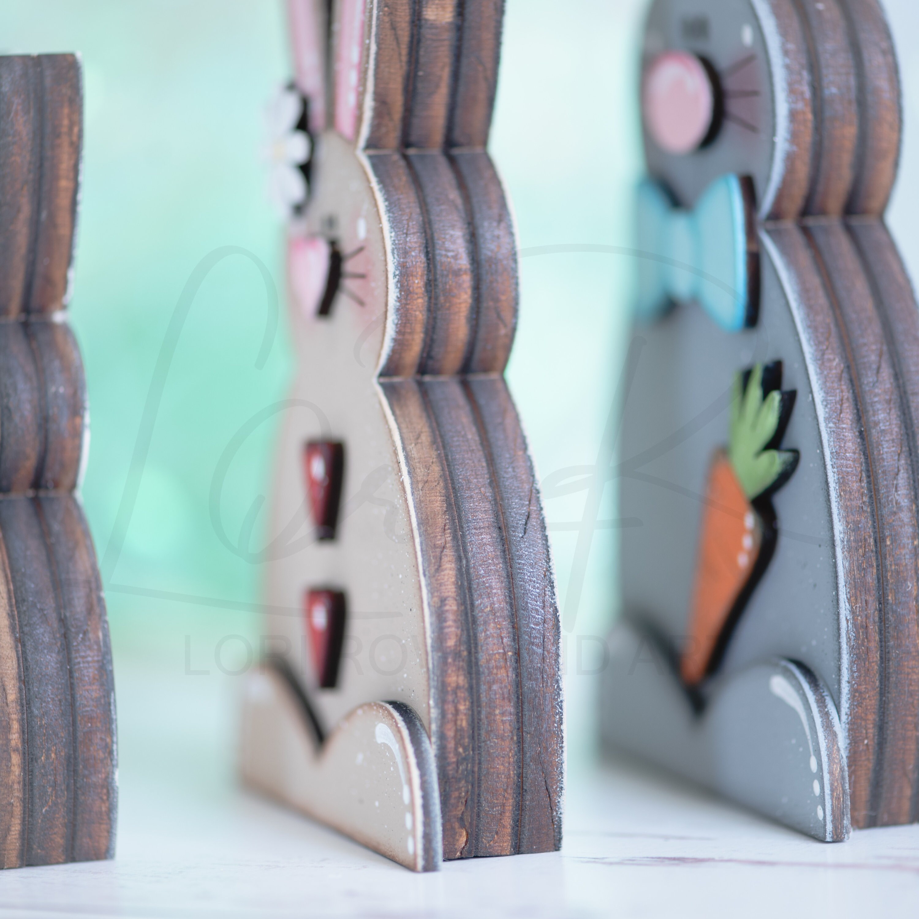 Bunny Trio Shelf Sitter or Tiered Tray Decor; Shelf Sitter; Tiered Tray ...