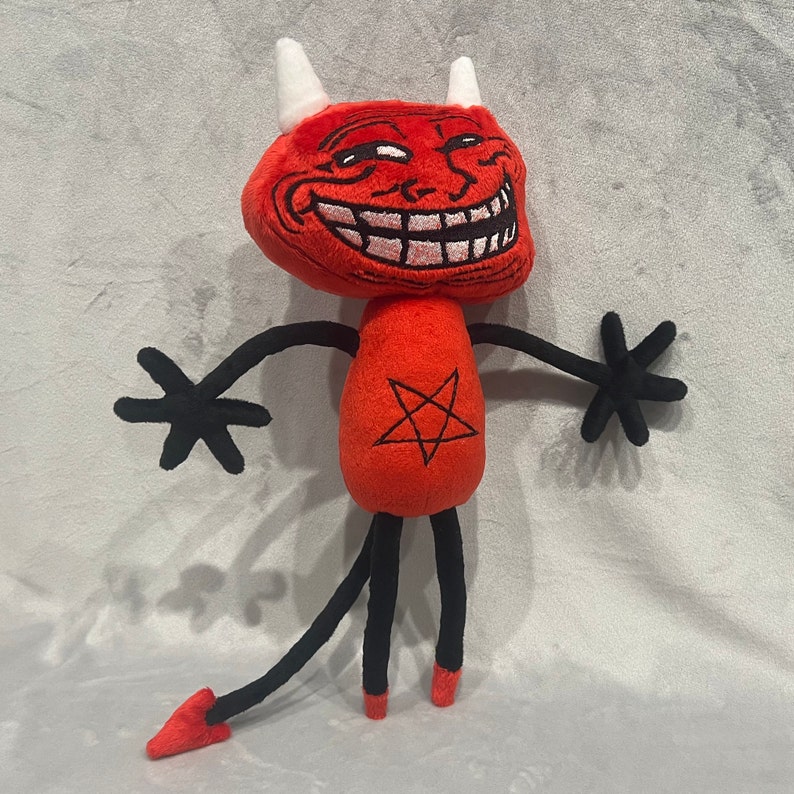 Devil Trollface 118 30 Cm Plush Toy Demon Face Troll Face - Etsy