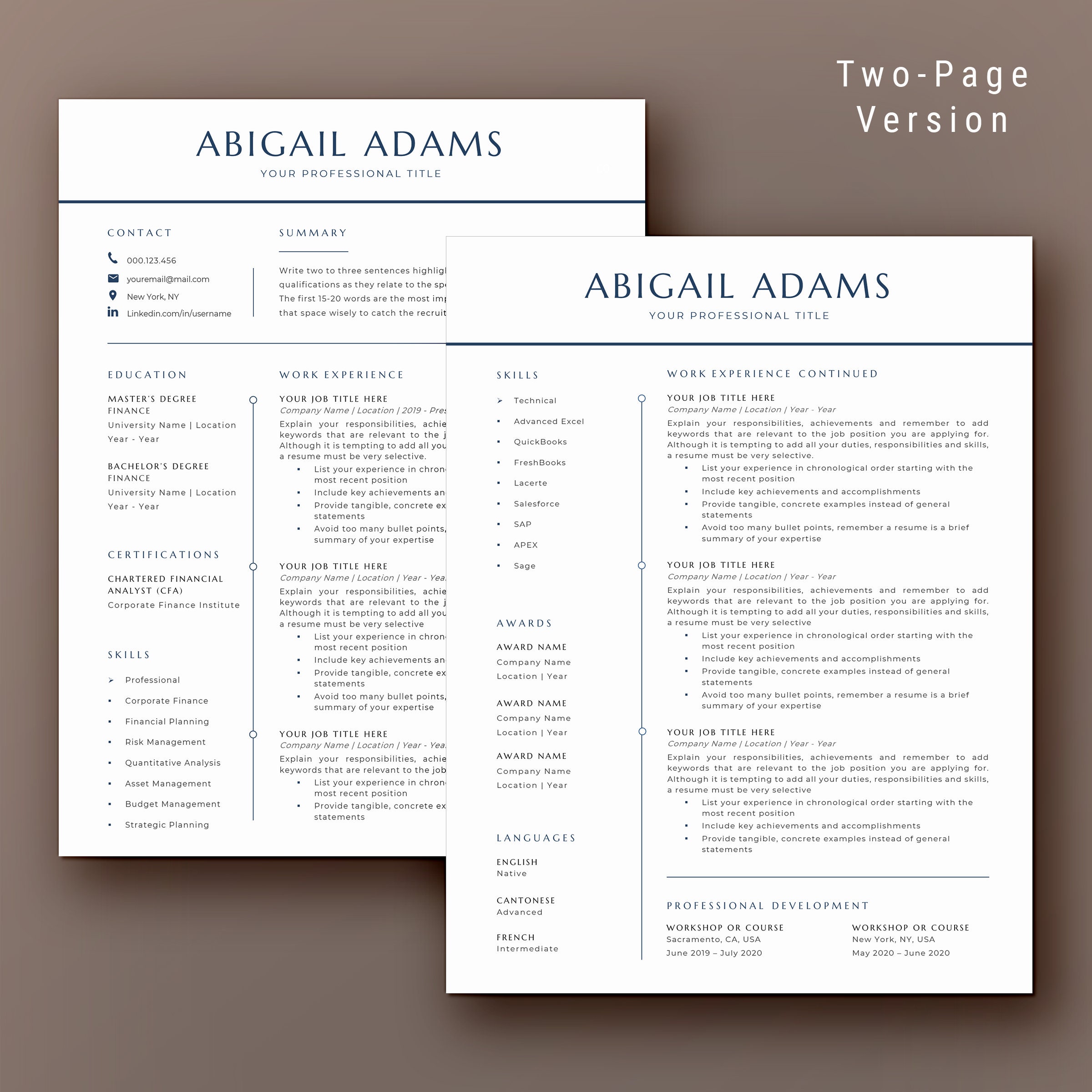 Minimalist Resume Template for Word | Professional Resume | CV Template ...