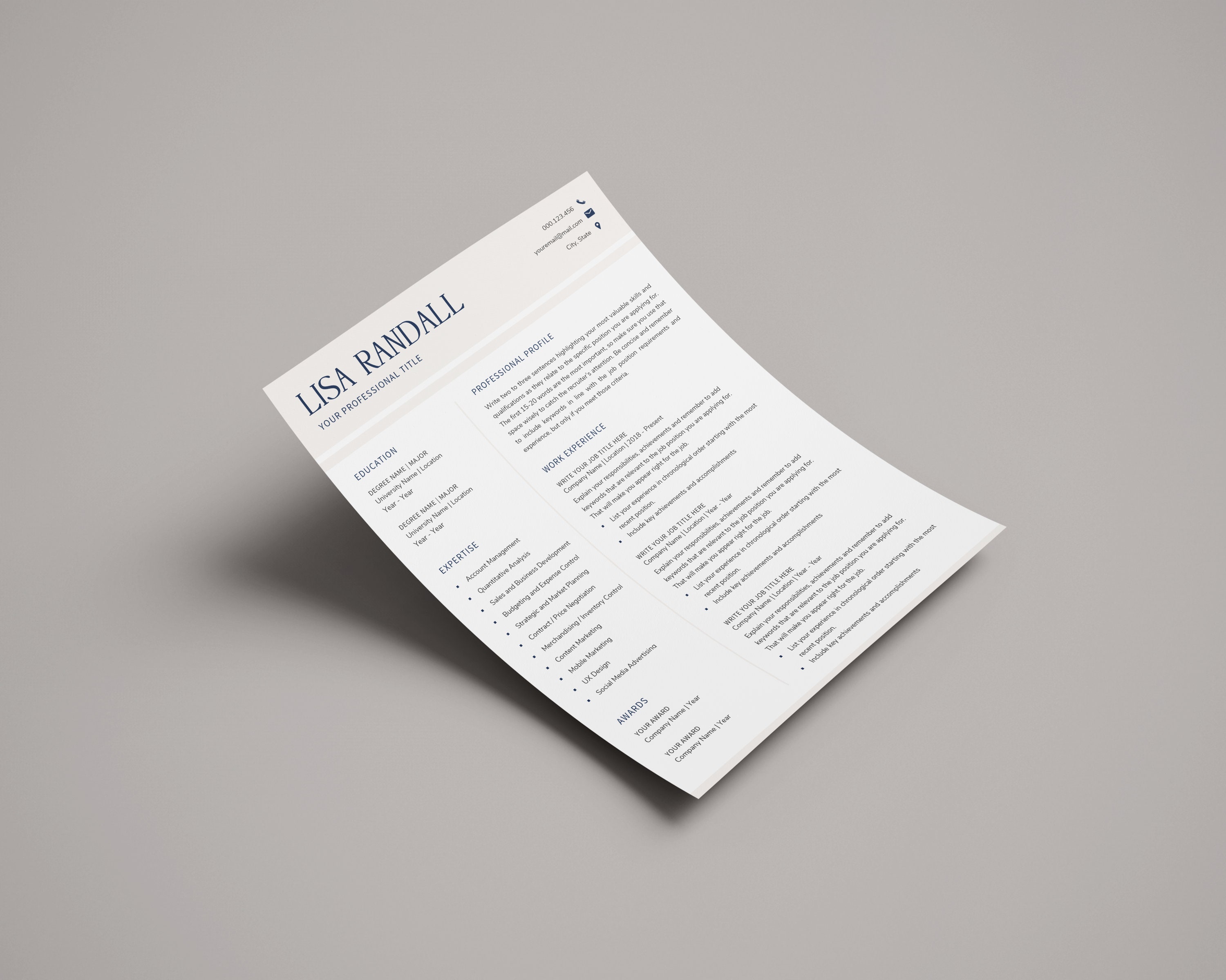 Minimalist Resume Template for Word Professional Resume CV | Etsy